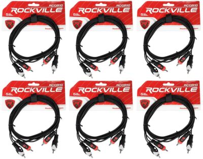 6 Rockville RCDR10B 10' Dual Mono RCA to RCA Patch Cable 100% Copper | eBay
