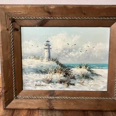 Original Gordon Lighthouse Seascape Oil Painting Framed 18" X 22" | eBay