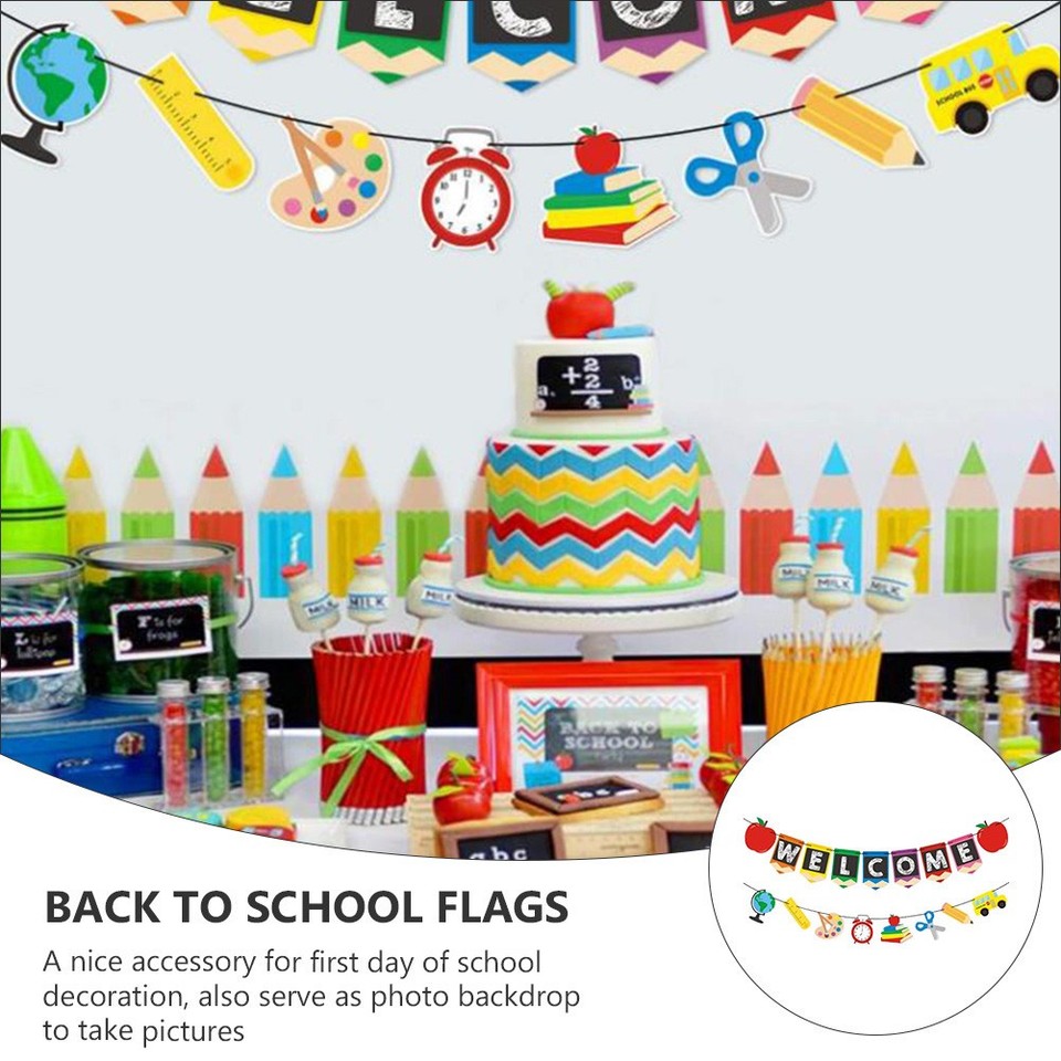 2 Pcs School Door Banner Welcome Party Decorations Bulletin Board ...