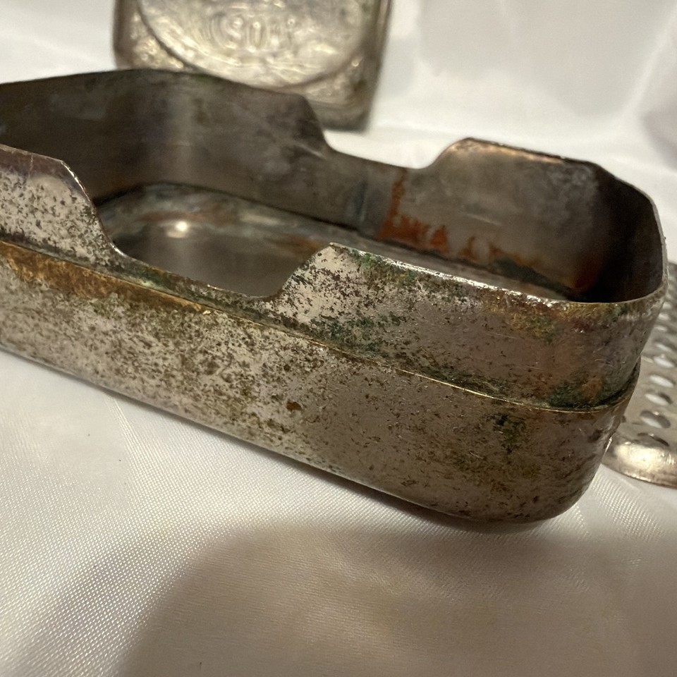 Vintage Ornate Metal Toilet Soap Box Case - Hinged Lid - Antique Silver ...