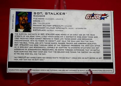 GI Joe Valor vs. Venom File Card Sgt. Stalker v4 2004 Original FILECARD ...