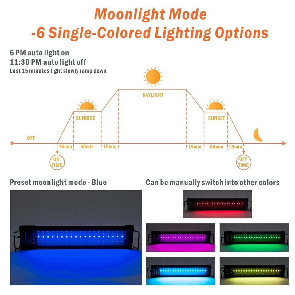 hygger 24/7 Aquarium LED Light 18 24 32 48 55" Fish Tank Light ...