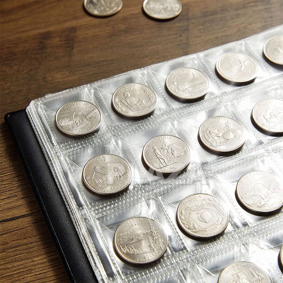 240 Coin Collection Storage Collecting Money Pockets Album Book Black ...