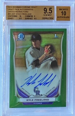 2014 Kyle Freeland Bowman Chrome Green Refractor Auto #/99 BGS 9.5/10 ...