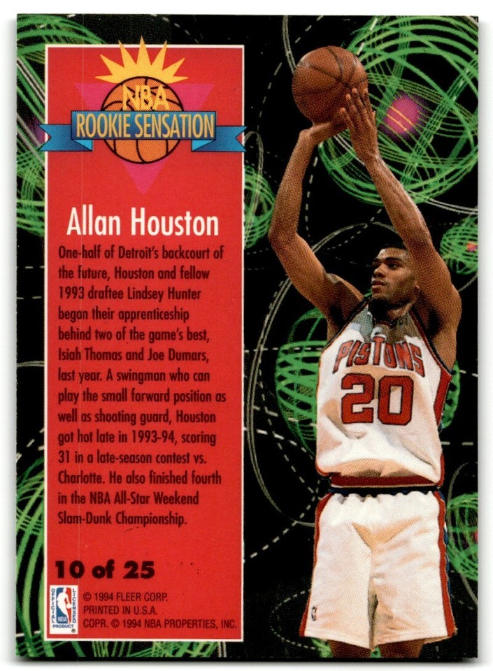 1994-95 Fleer Rookie Sensations Allan Houston Detroit Pistons #10 | eBay