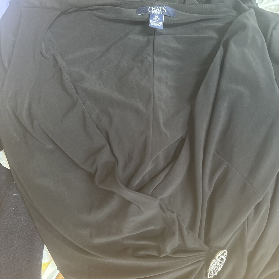 Womens Dress Evening Gown Party Formal Chaps Sequin Maxi Black Chiffon ...