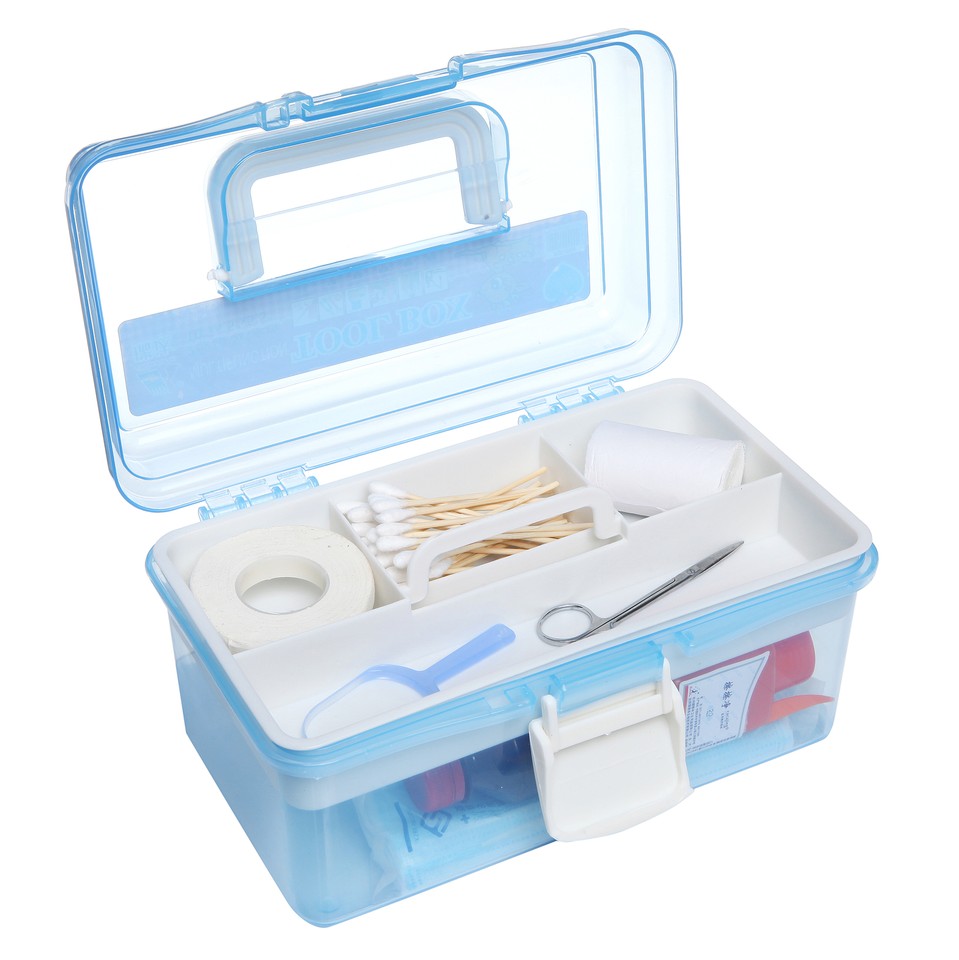 Clear Light Blue Plastic Multipurpose Handled Storage Box w/Removable ...