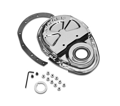 SBC 305 327 350 Front Engine Timing Cover Chrome 2-Pc Removable Top ...