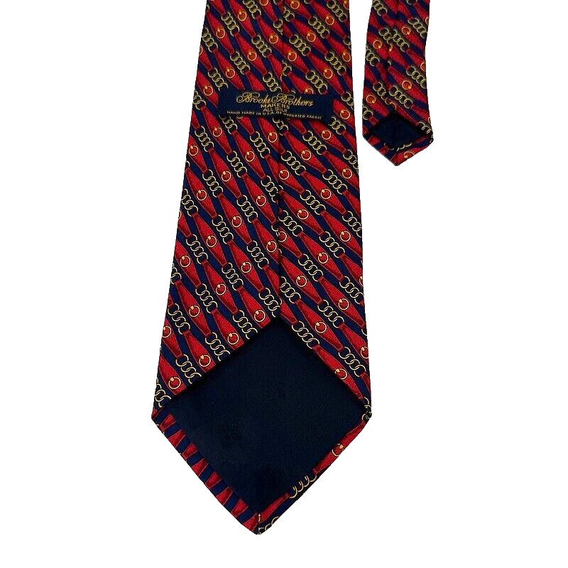 Brooks Brothers Makers Neck Tie Silk Red Gold Chains Made USA Mens | eBay