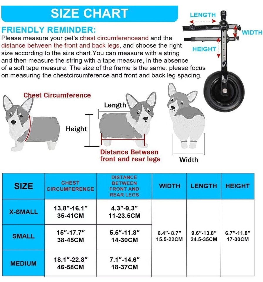 Dog Wheelchair for Back Legs, Dog Wheelchair Cart, Doggy/cat Wheelchair ...