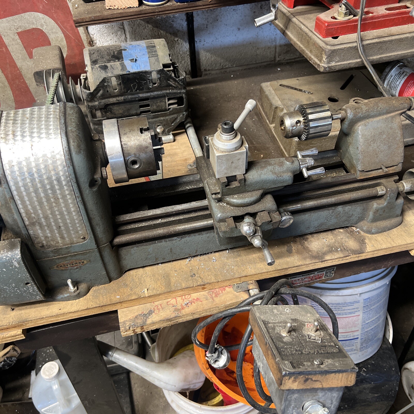 CRAFTSMAN MODEL 109 DUNLAP 6" METAL LATHE WITH DAYTON MOTOR AND ...