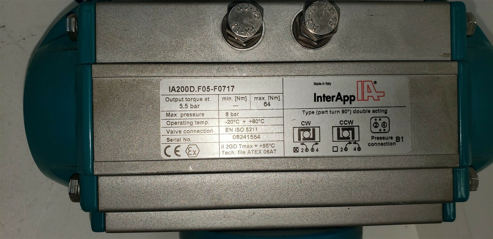 Interapp IA200D.F05-F0717 Pneumatic Butterfly Valve DN 80 PN16 ES2-P01H ...