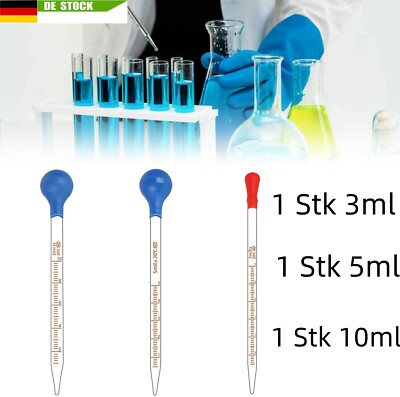 3x Glas Messpipette Gummikappe Labor Gummikopf Pipette Dispensing 3ml ...