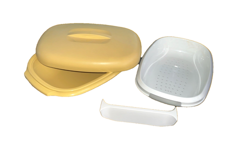 Vintage Tupperware Microwave Vegetable Steamer 4 Piece Harvest Gold | eBay
