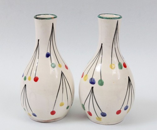 Abstract Italian Pottery Vintage 6" Vase Pair Geometric Mid Century ...