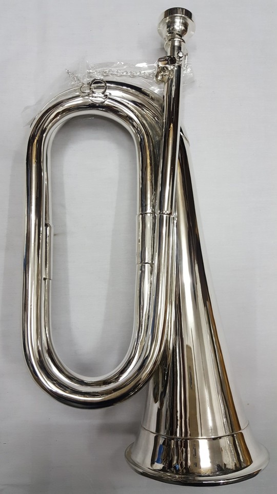 New Professional Army Bb Bugle Silver Plated Tune able/Military Free ...