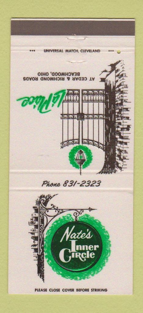 Matchbook Cover - Le Place Beachwood OH Nate's Inner Circle 30 Strike ...