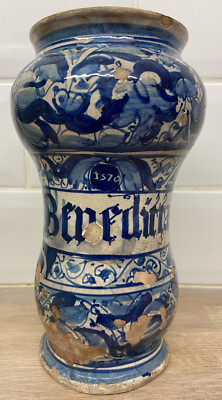 Rare Dated Maiolica Albarello Venice 1570 Tin Glazed Pharmacy Drug Jar ...