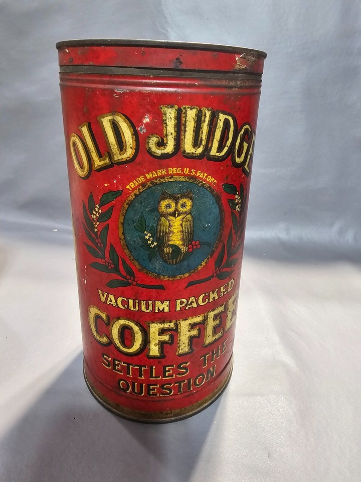 Vintage Old Judge Coffee Tin Can 3 lb., David G. Evans Coffee Co., St ...