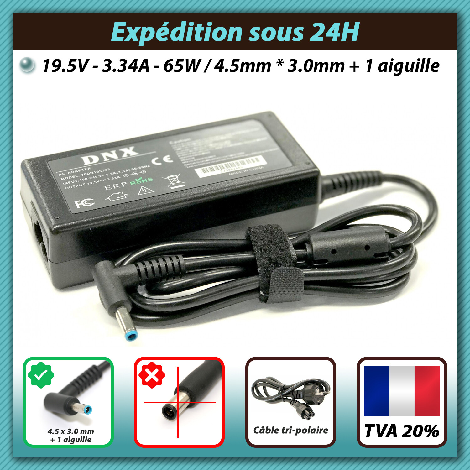 CHARGEUR ALIMENTATION POUR HP NOTEBOOK 15-AY026NF 15-AY027NF 15-AY028NF ...