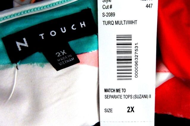 N Touch Women Plus 1x 2x 3x Elegant Teal Red White Tunic Top Blouse Top ...