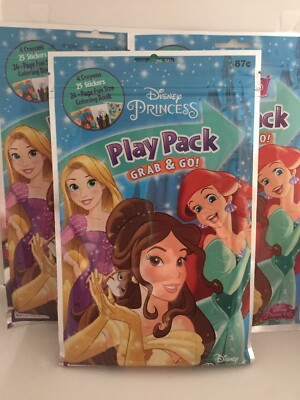 3 Pack Disney Princess Play Pack Coloring Book Crayons Stickers ...