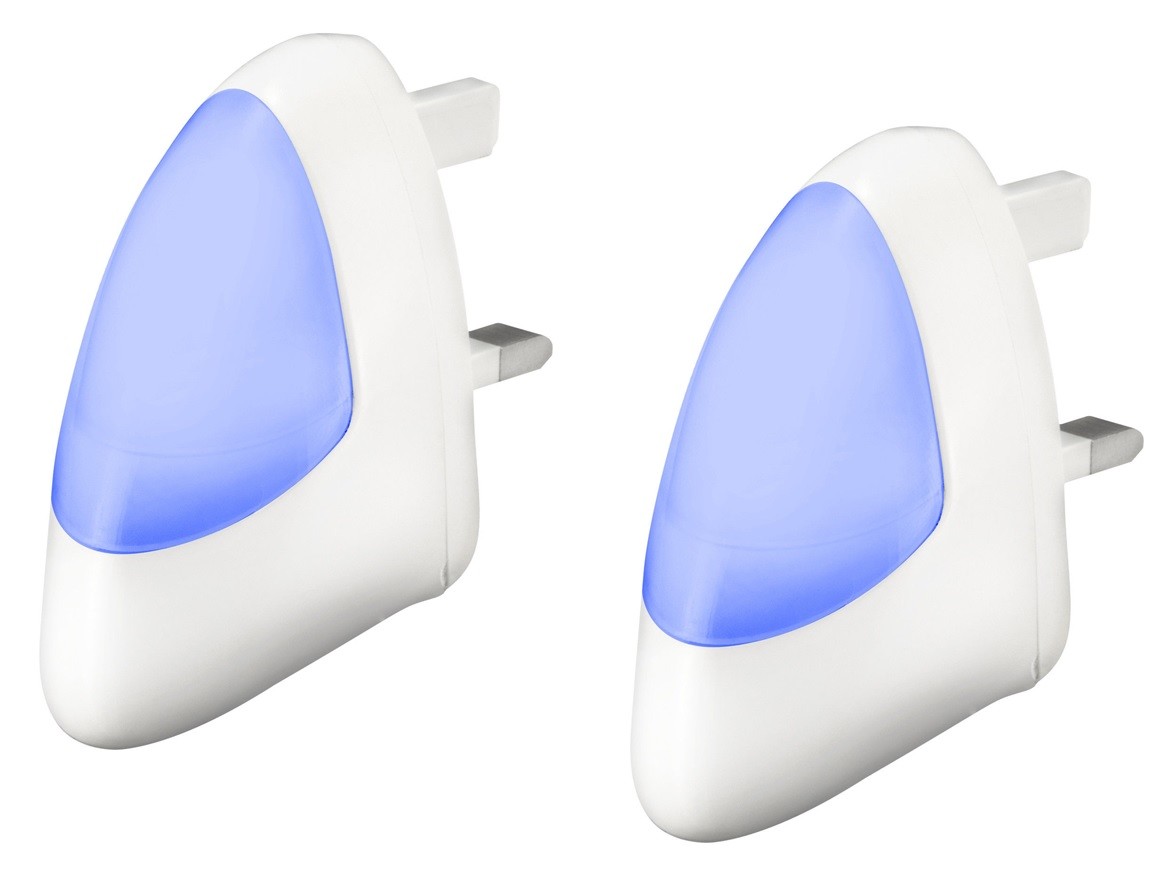 2 x Automatic LED Sensor Night Light Wall Plug in Energy Saving Dusk 2 ...