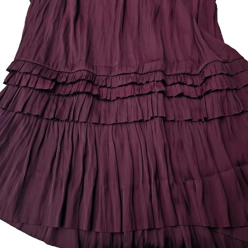 Lane Bryant NWT Dress Maroon Red Satin Pleated Ruffle Hem Flutter Size ...