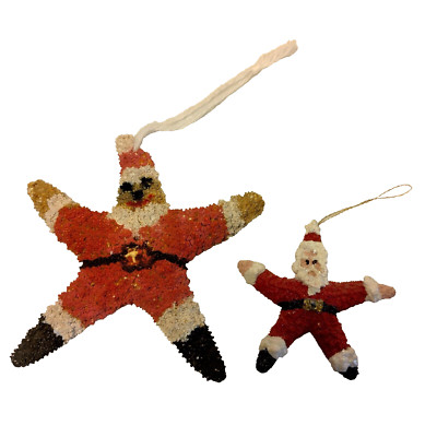 Handpainted Starfish Santa Claus Christmas Ormanents Beach Holiday 2.75 ...