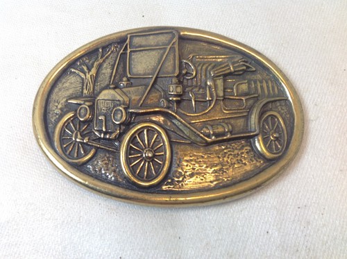 Vintage Avon Model T Brass Belt Buckle #02 - Gem