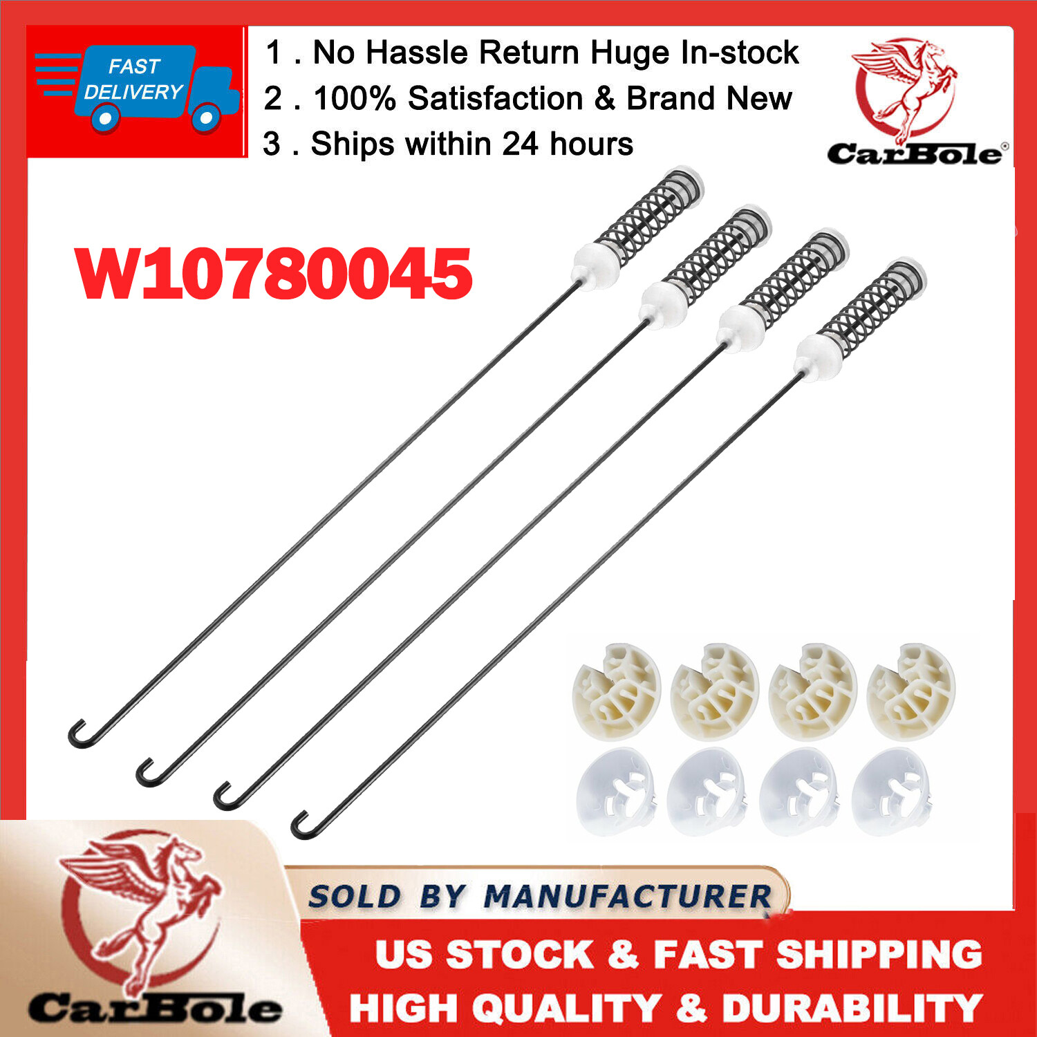 W10780045 Washer Suspension Rod Kit For Whirlpool Kenmore Maytag ...