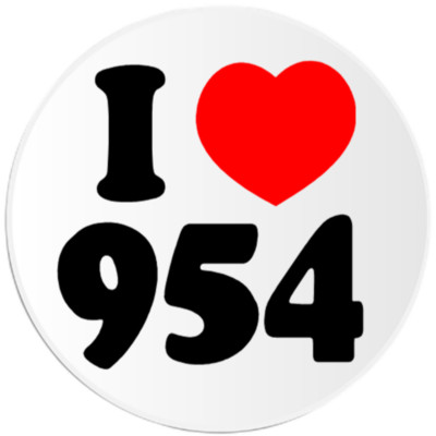 I Love 954 - 25 Pack Circle Stickers 3 Inch - Area Code Broward Fort ...