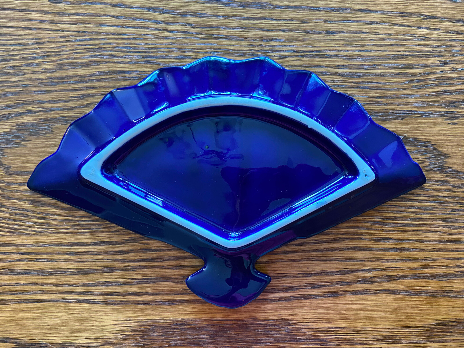 Vintage Cobalt Blue decorative fan dish | eBay