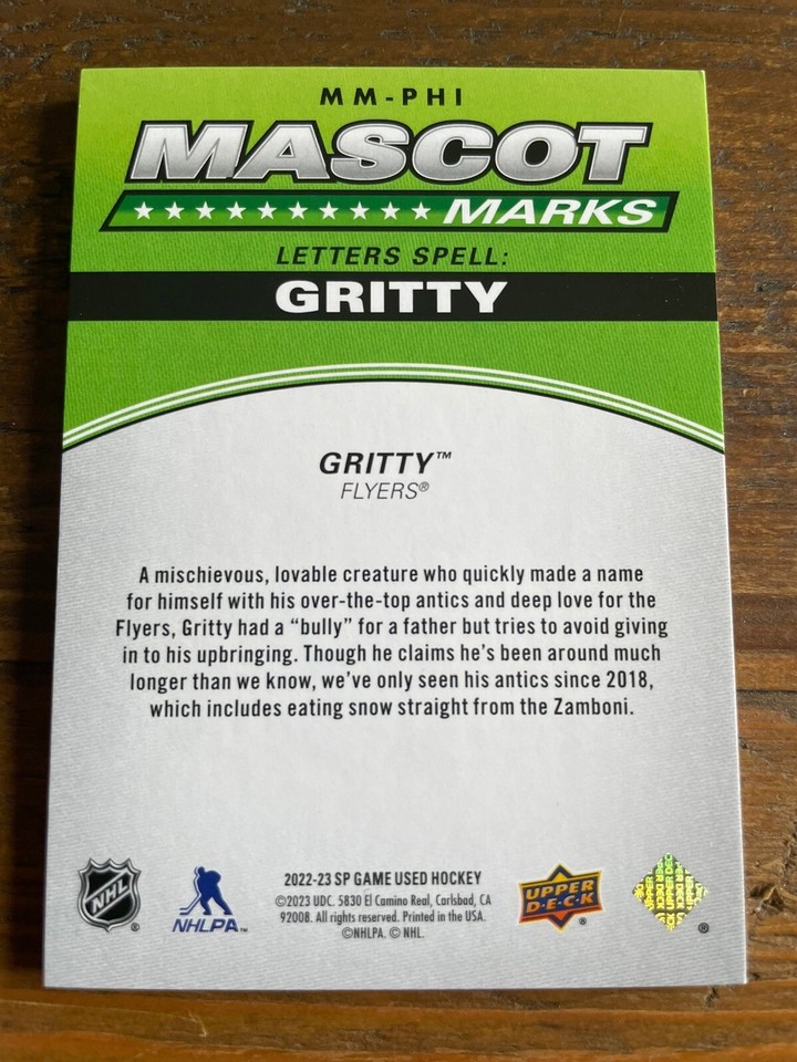 22-23 SP Game Used Mascot Marks Gritty Letter ‘Y’ #17/35 Flyers | eBay