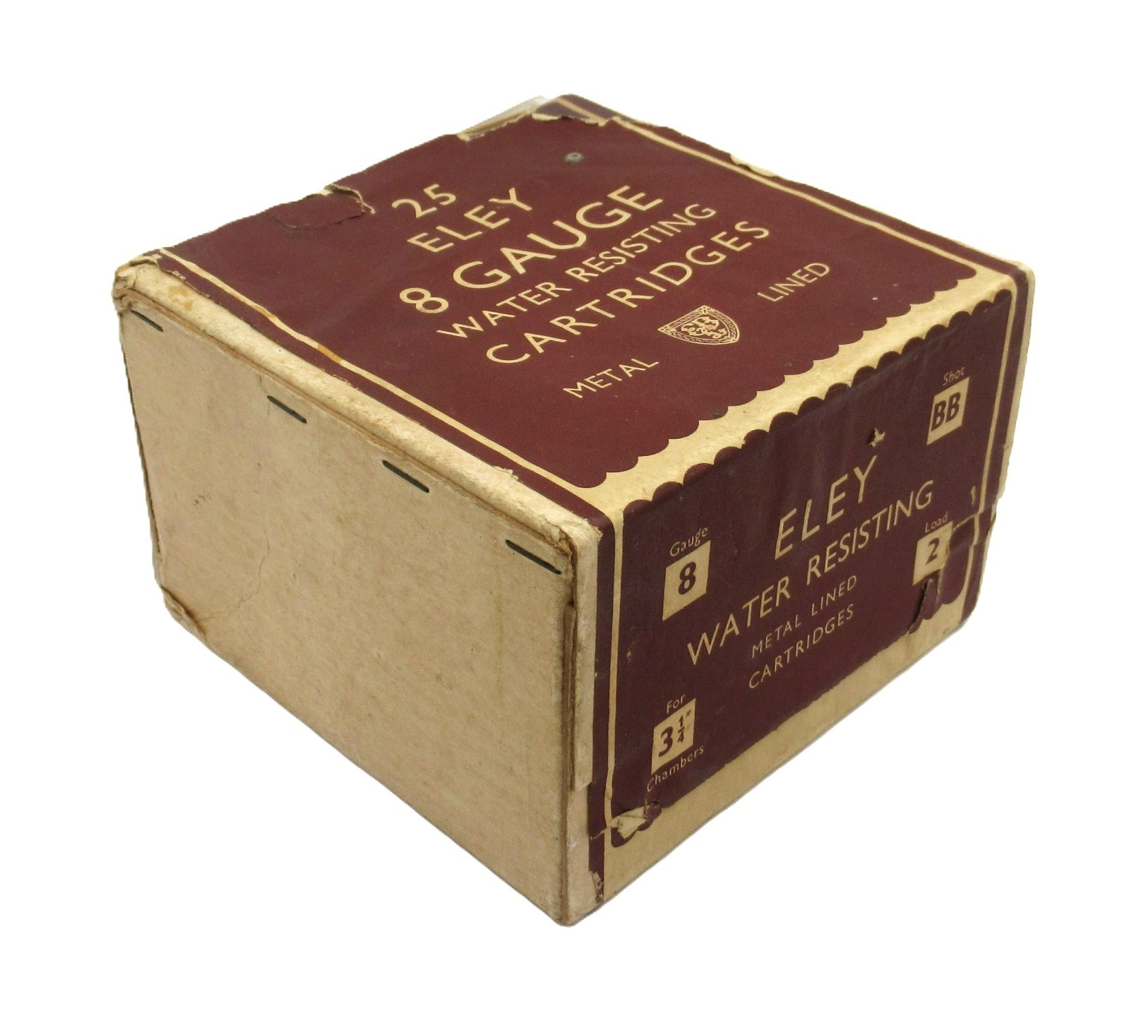 Empty Eley Kynoch ICI 8 Ga. Metal Lined Shotshell Ammunition Box 3 1/4 ...