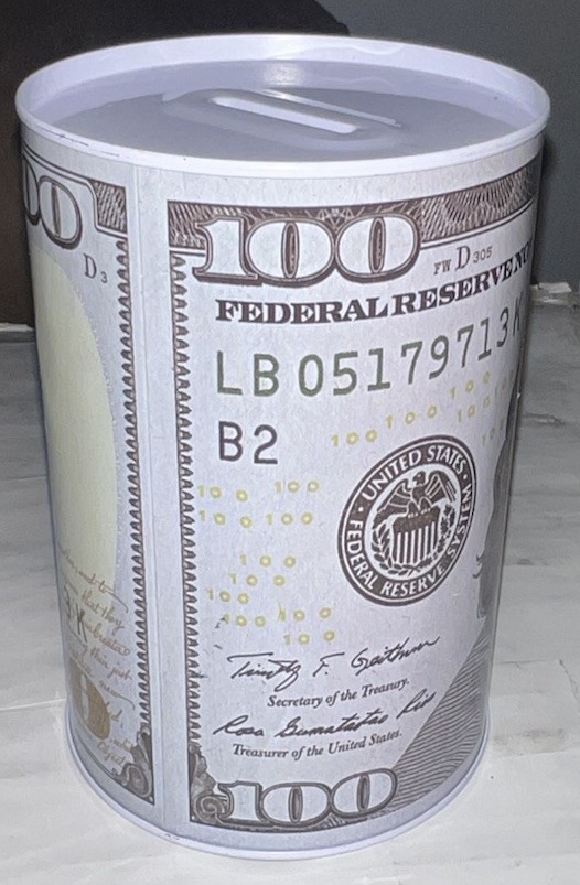 Ben Franklin Hundred Dollar Bill Money Coin Saver Tin Money Savings ...