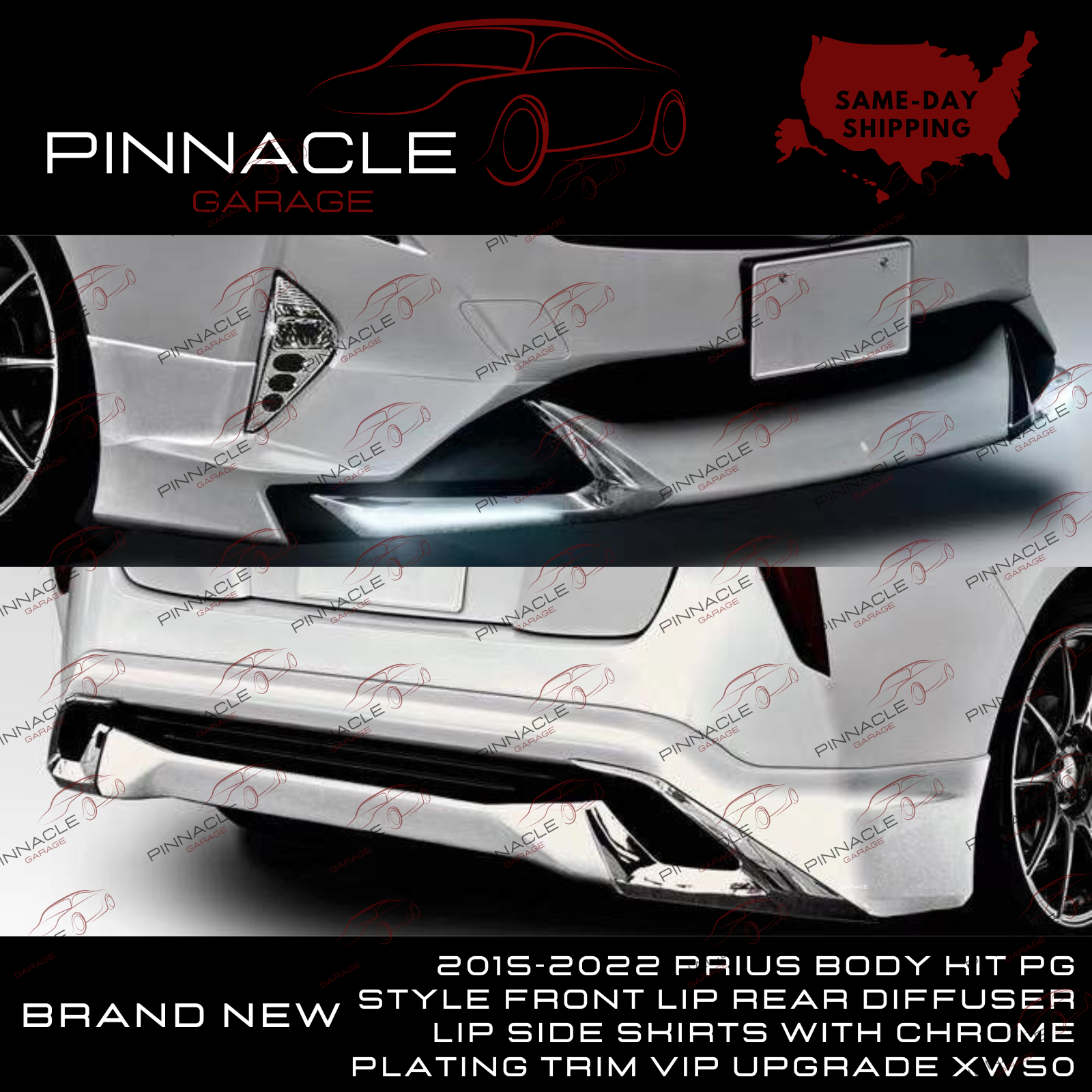 2015-2022 Toyota Prius PG Style Body Kit Front Lip Rear Diffuser Lip ...