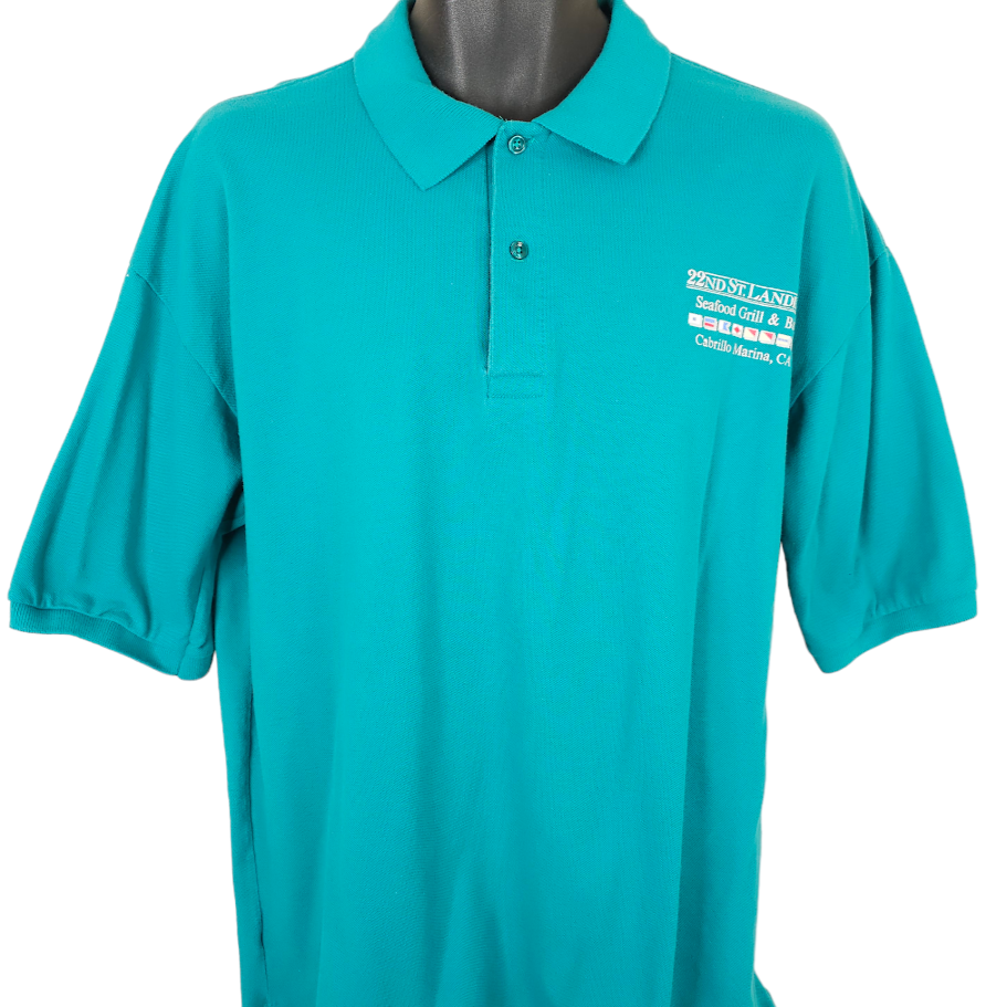 Vintage Marlin Fish Polo Shirt Mens Size XL Blue 22nd St Landing Made ...