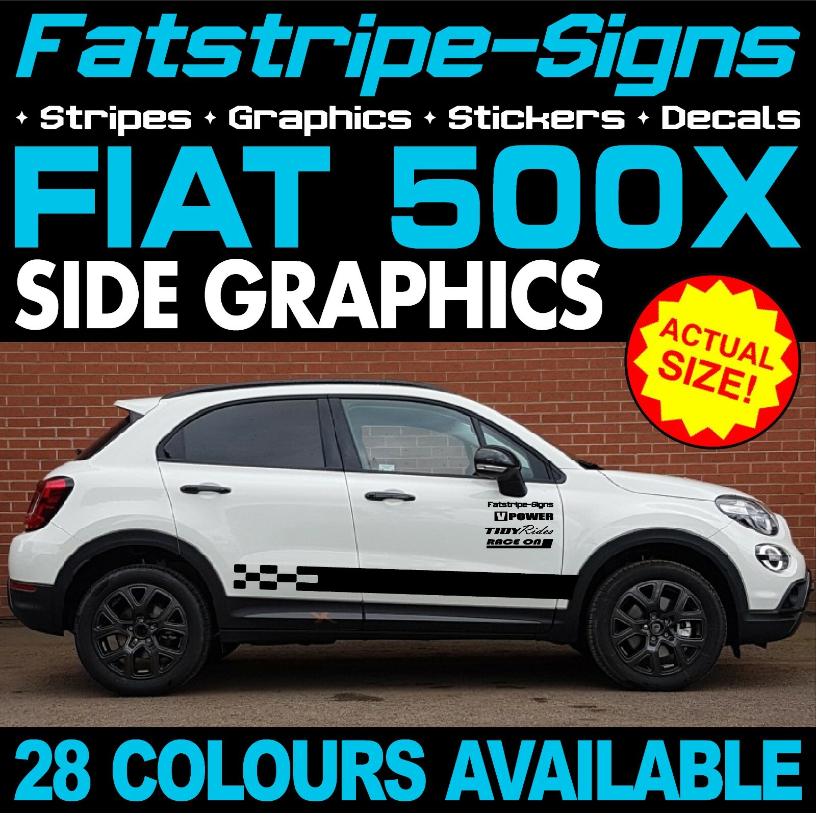 to fit FIAT 500X GRAPHICS STRIPES STICKERS DECALS CAR VINYL 1.3 1.4 1.6 ...