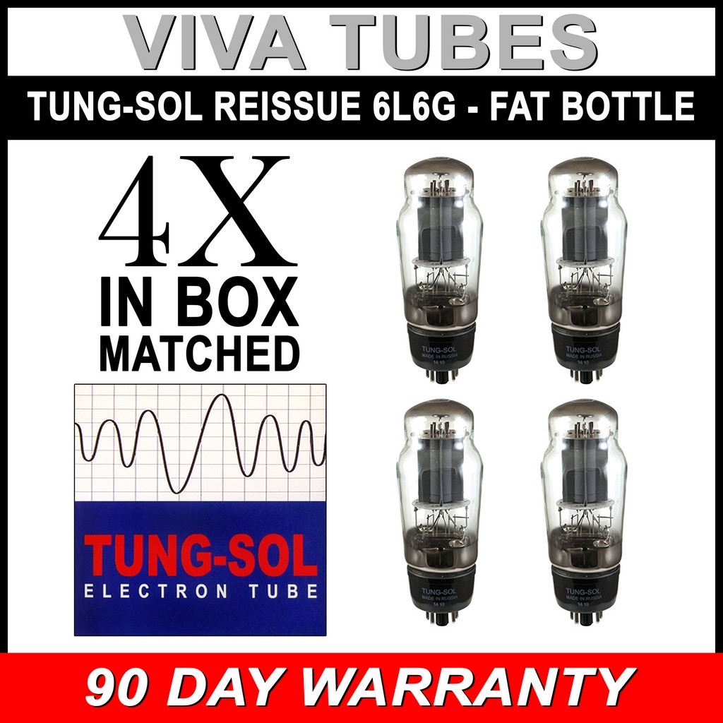 New Plate Current Matched Quad (4) Tung-Sol Reissue 6L6G Fat Bottle ...