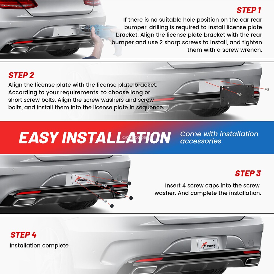 Rear License Plate Mount Bracket for Mercedes-Benz C-Class C200 250 300 ...