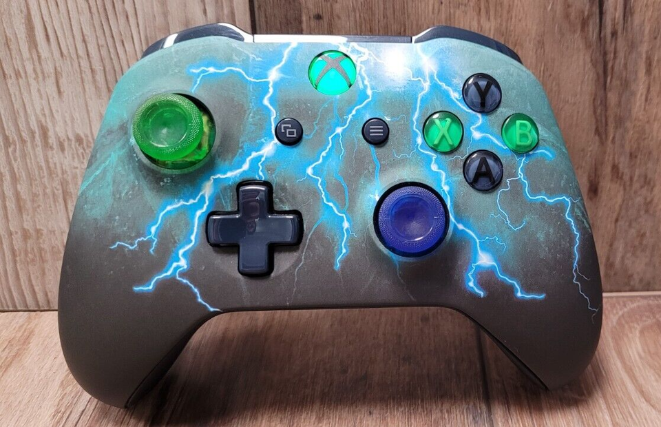 💚XBOX ONE S MODEL 1708 WIRELESS CONTROLLER CUSTOM THUNDER GREEN LED💚 ...