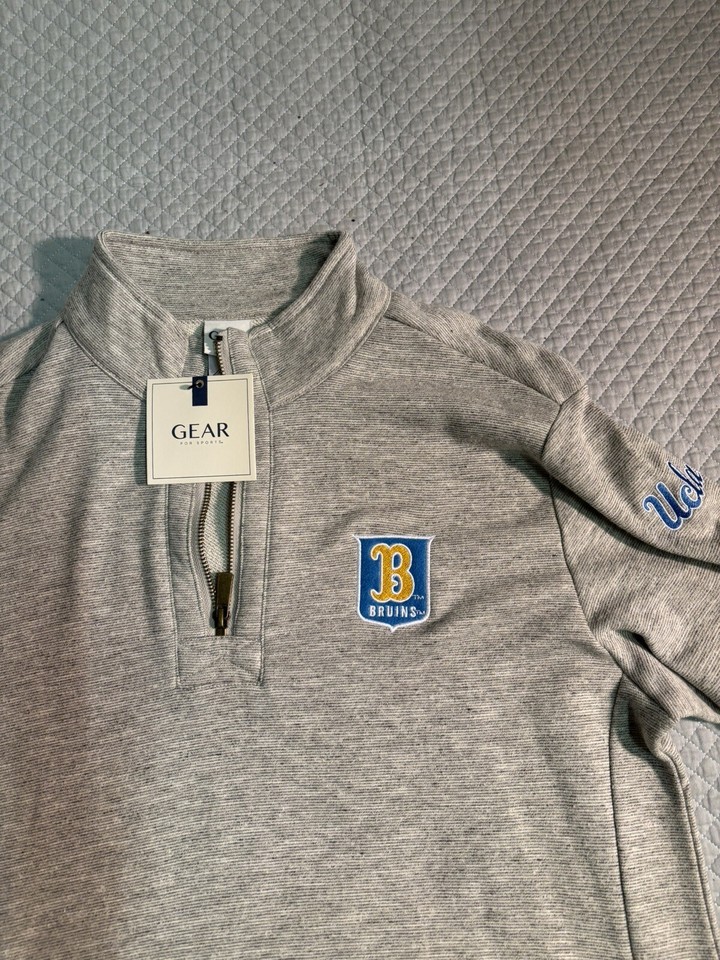 NWT GEAR UCLA Bruins Pullover Sweatshirt Men's L Stitched logo 1/4 zip ...