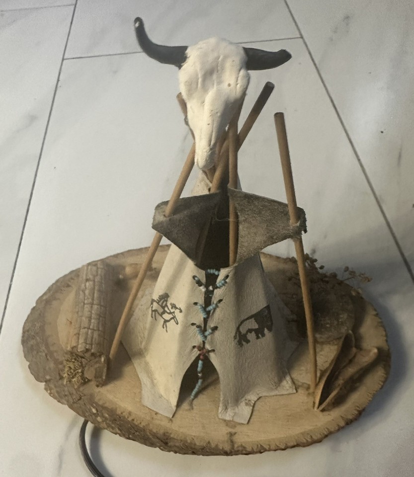Vtg Native American Indian Teepee Lamp Night Light WORKS!!!! Flickers ...
