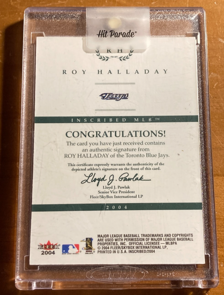 2004 Fleer inScribed Roy Halladay Autograph /32 #RH Blue Jays Auto HOF ...