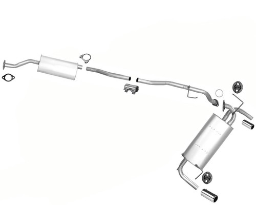 Resonator Extension Pipe and Dual Muffler w Chrome Tips Fits Nissan ...
