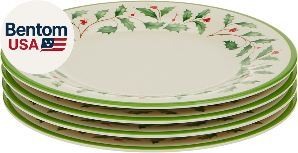 863668 Holiday 4-Piece Melamine Accent Plate Set, 12 Cubic Inches ...