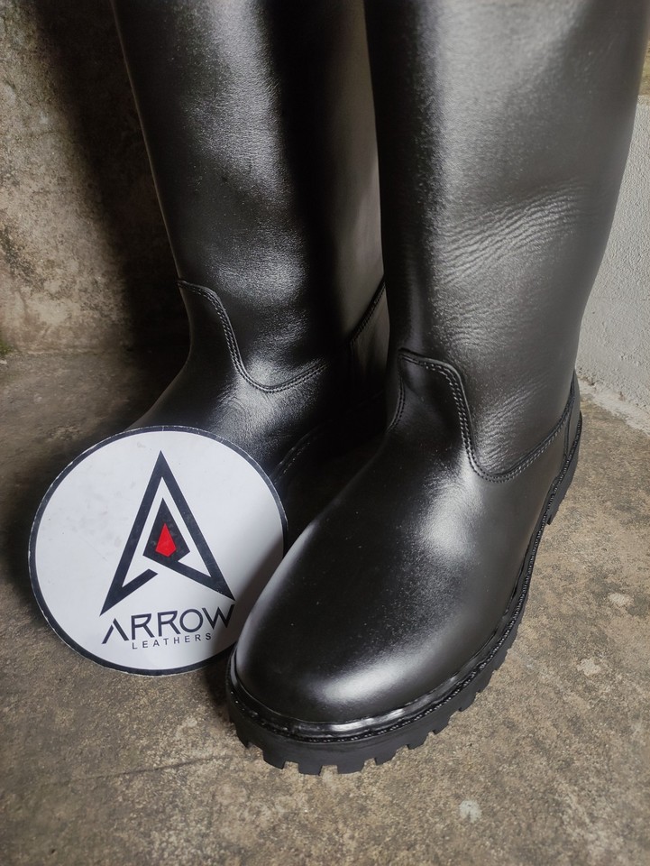 Vintage WWII German Officer Leather Boots Black Knee-High Riding Boots ...