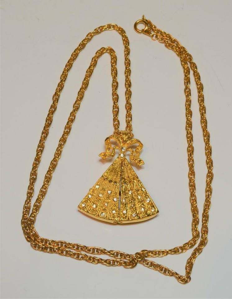 Vtg Lind 14k gold plated with CZ pendant necklace quartz watch runs new ...