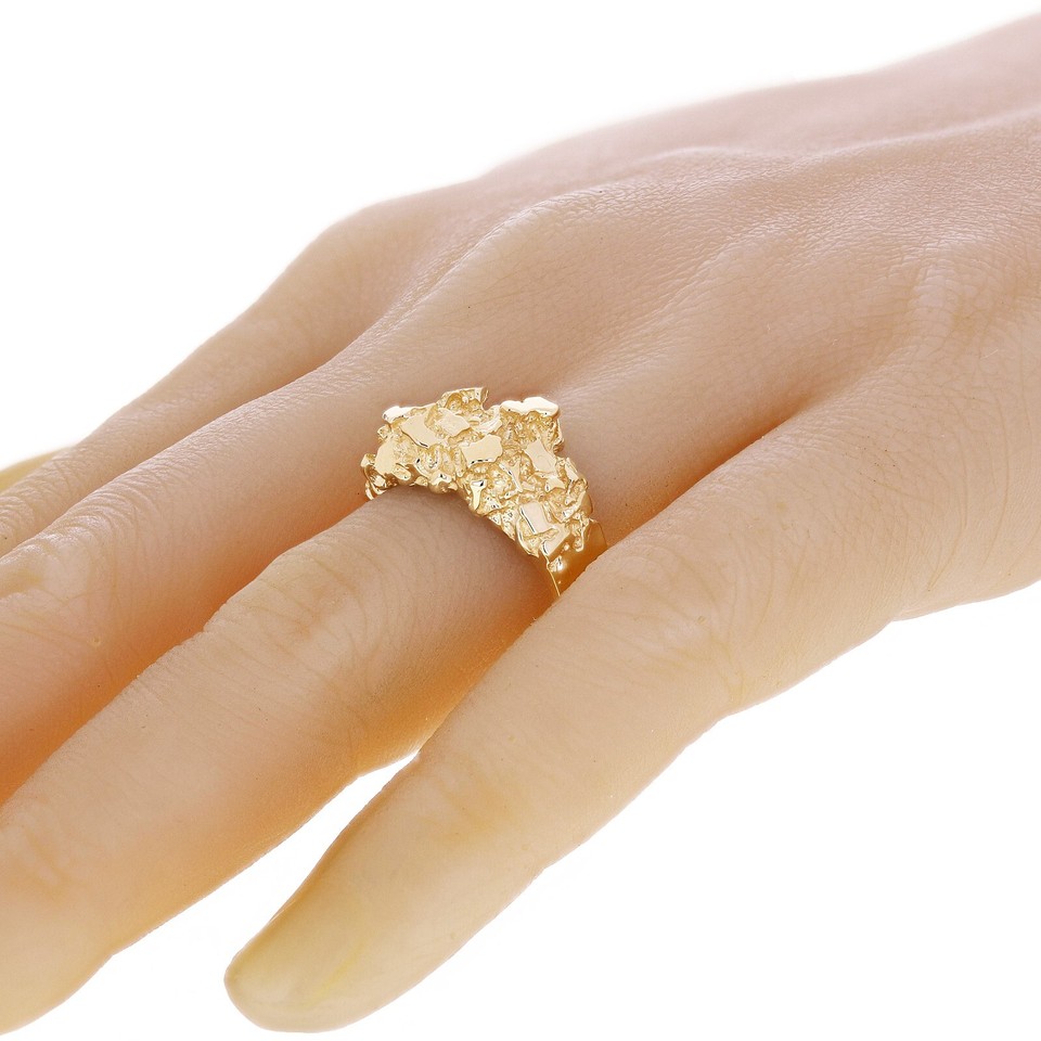 14k Yellow Gold Solid Nugget Ring Size 10 - 12mm 6.8 grams | eBay